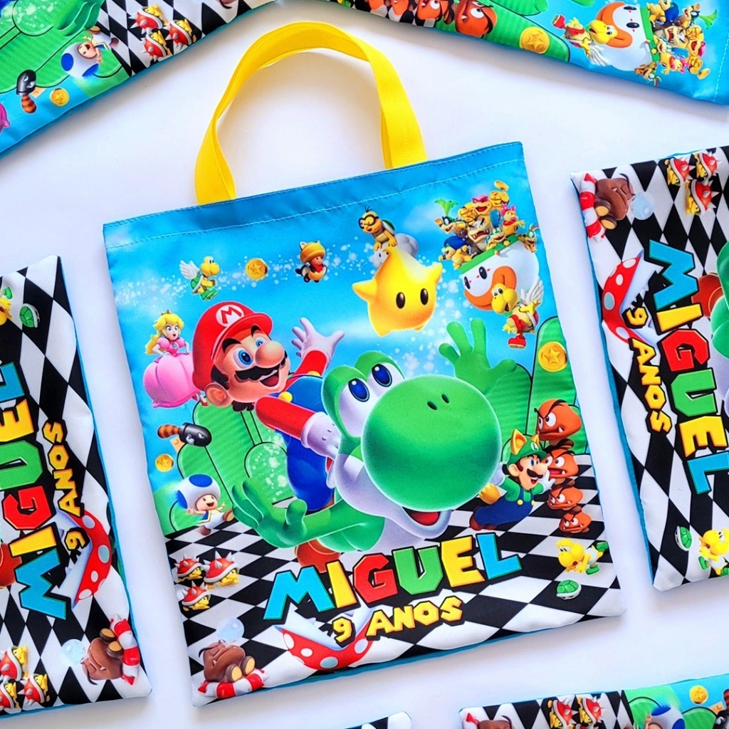 kit com 10 Bolsas personalizadas sacolinha, Bolsinha, ecobag de festa personalizada Super Mario ...