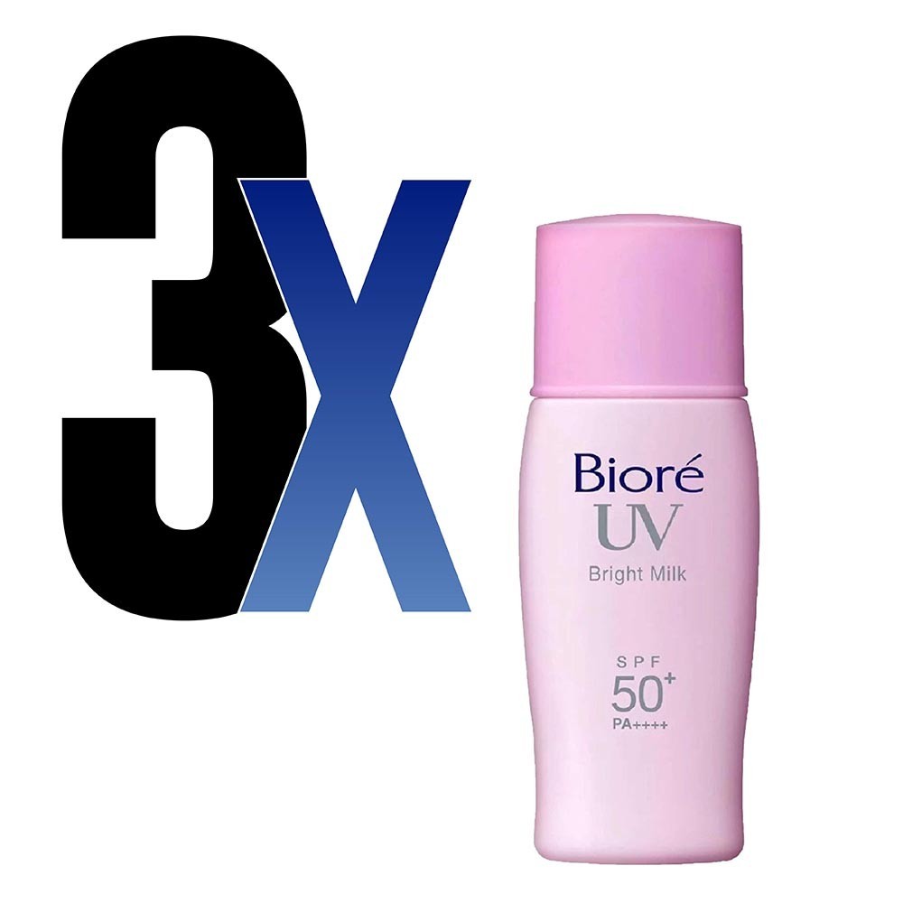 Protetor Solar Bright Milk Bioré SPF50+ 30ml 3 un | Shopee Brasil