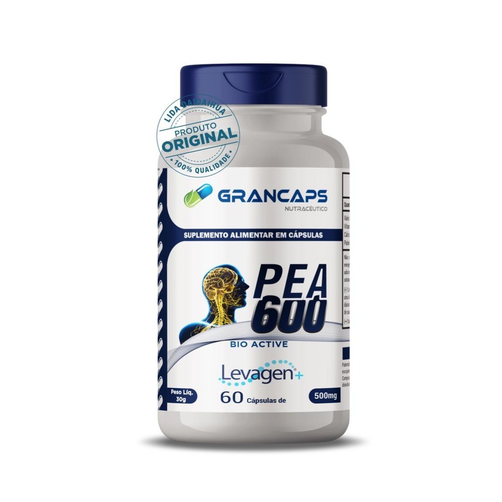 PEA 600 - Palmitoiletanolamida 500mg 60 Cápsulas Grancaps | Shopee Brasil