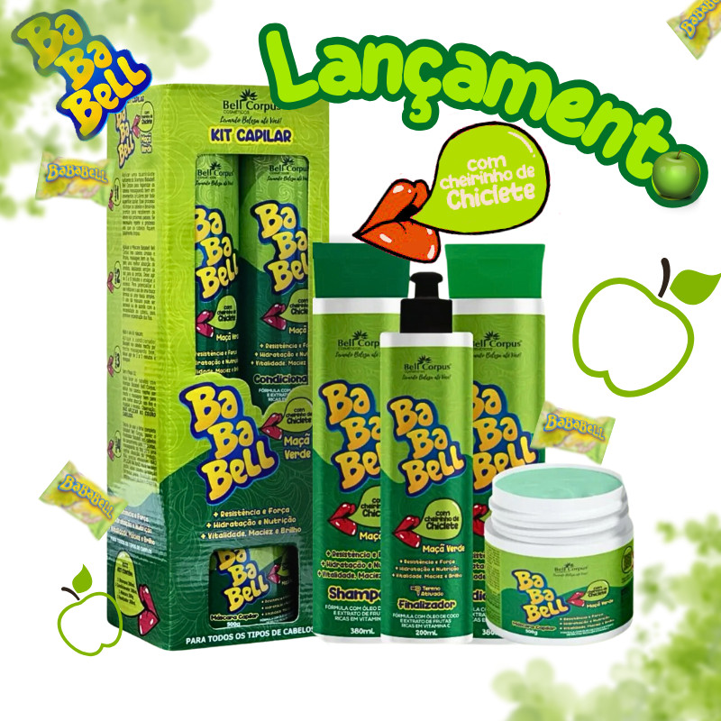 Kit Capilar BabaBell Cheiro de Babalu Maçã Verde Com 4 Itens ...