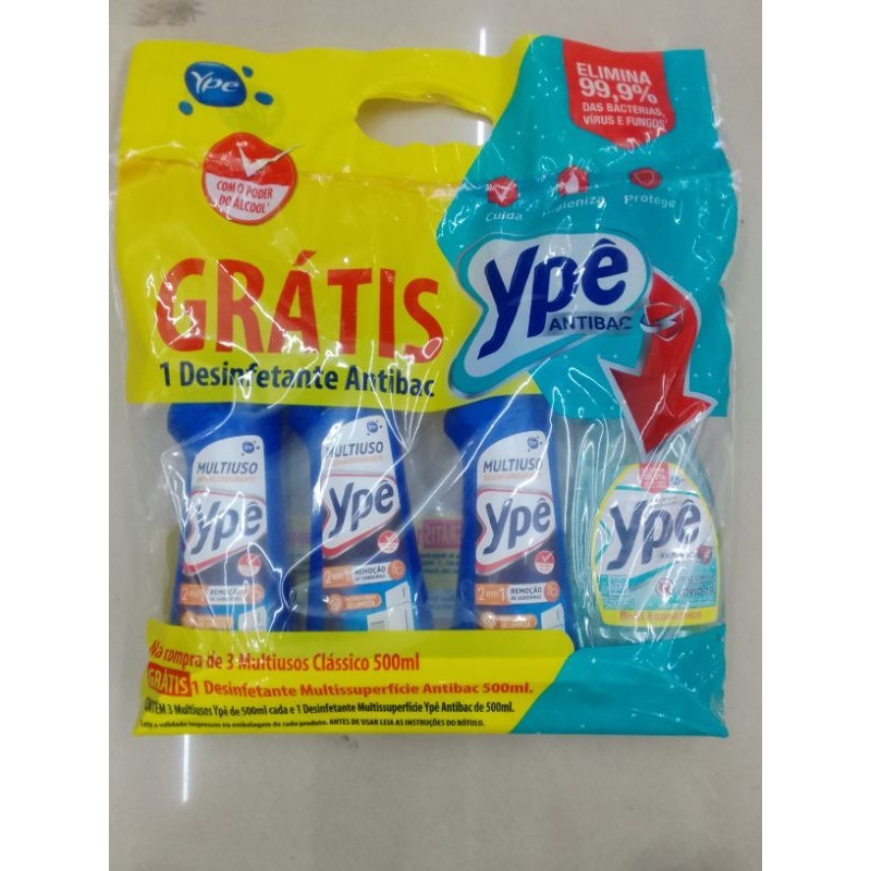 kit limpador multiusos ypê 3 de 500ml cada 1desinfetante multiuso ypê ...