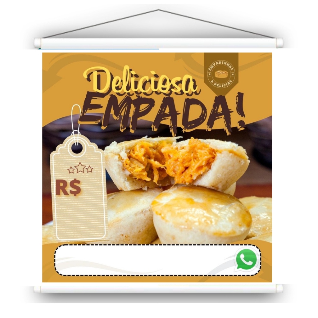 Banner Empada Empadinha Preço e telefone editáveis 40x40cm | SEM ...