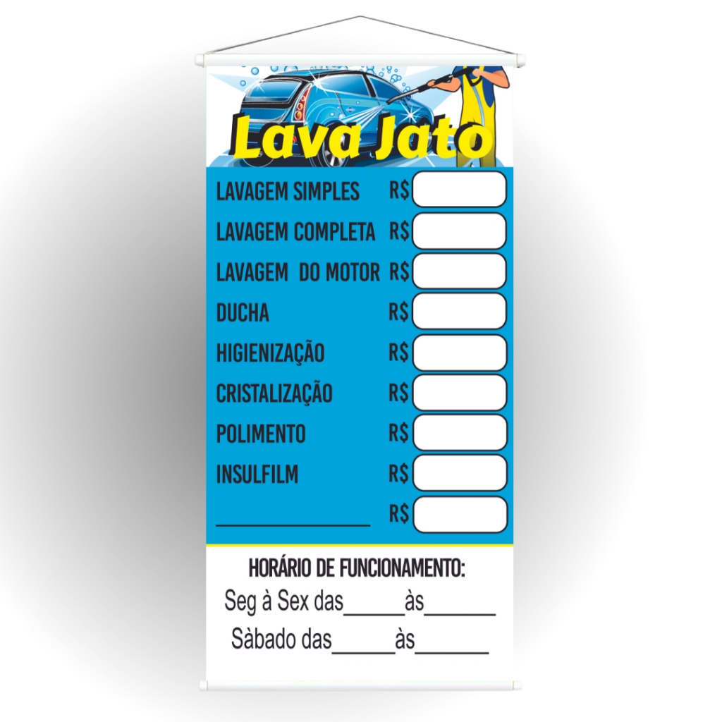 Banner Lava Jato 40x80cm Ref:azul | SEM PERSONALIZAÇÃO | Não mancha ...