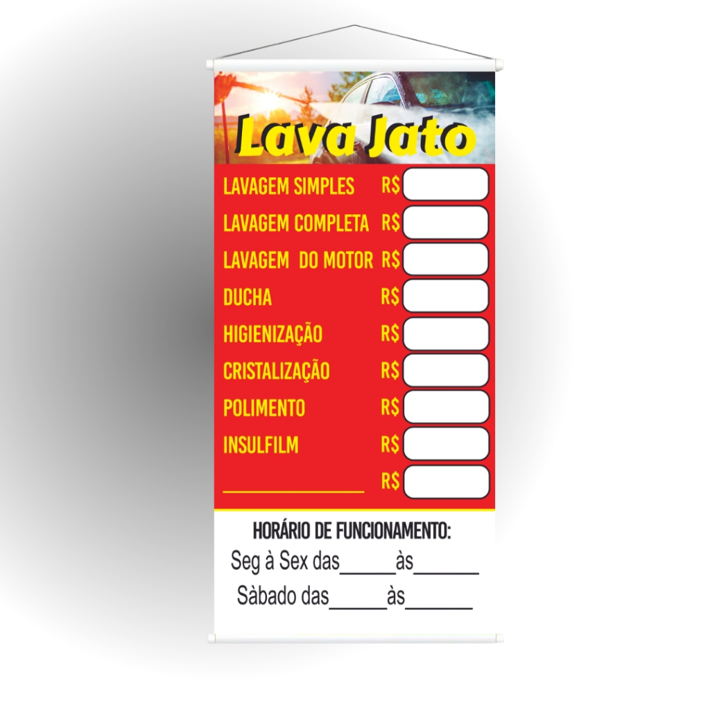 Banner Lava Jato 40x80cm Ref:vermelho SEM PERSONALIZAÇÃO Não mancha ...