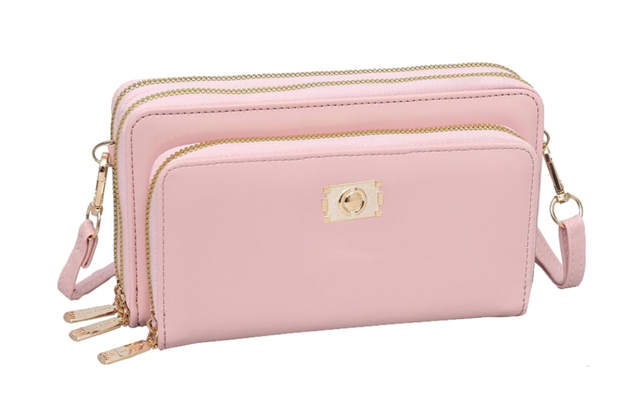 Carteira Bolsa Porta Celular Feminina De Couro Macio Com Grande ...