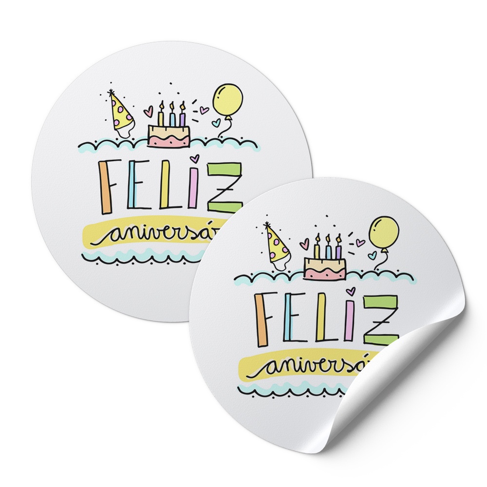 24 Adesivo Rotulos Lettering Feliz Aniversario Bens Balões Branco ...