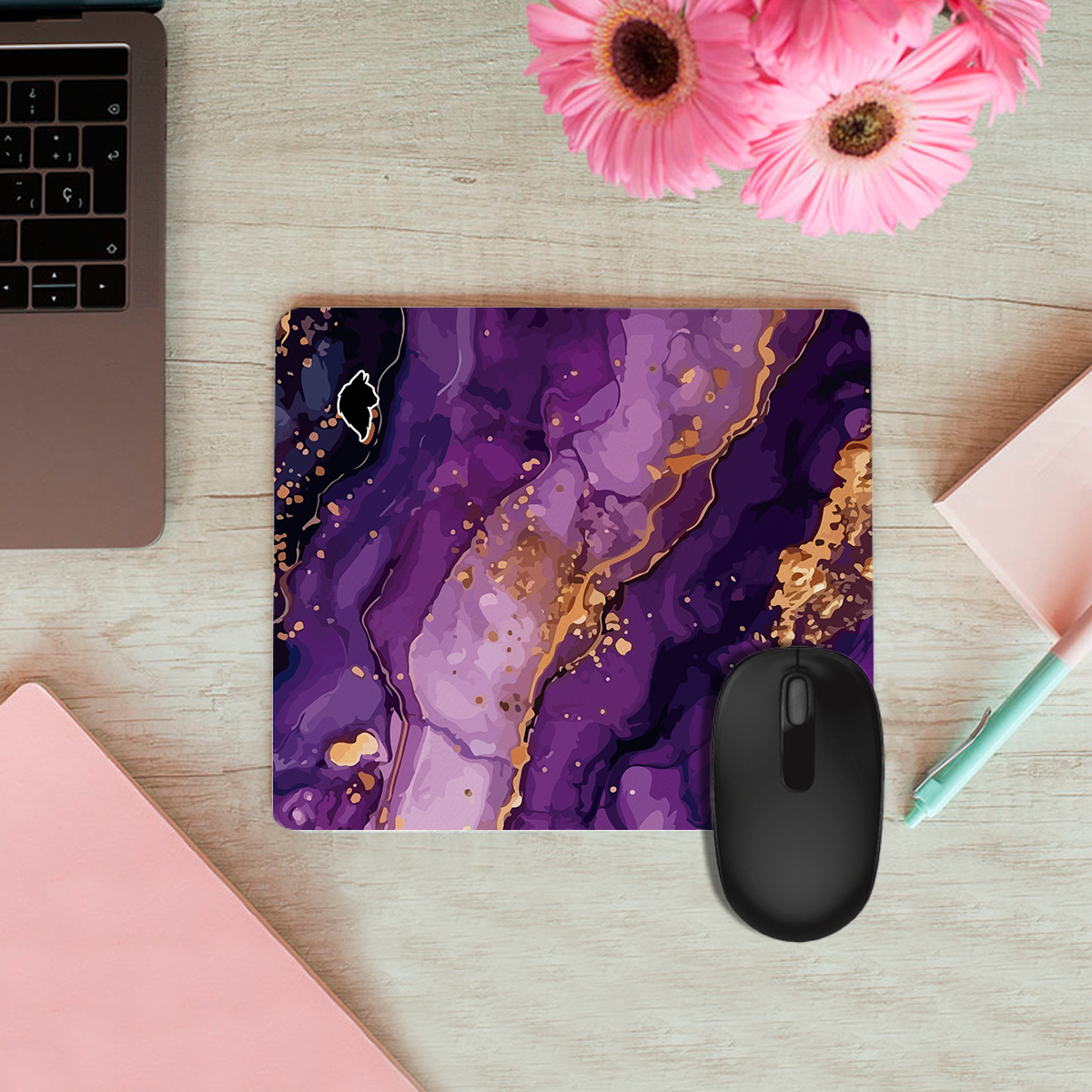 Mouse Pad Retangular 28x20 Marmore Roxo Dourado | Shopee Brasil