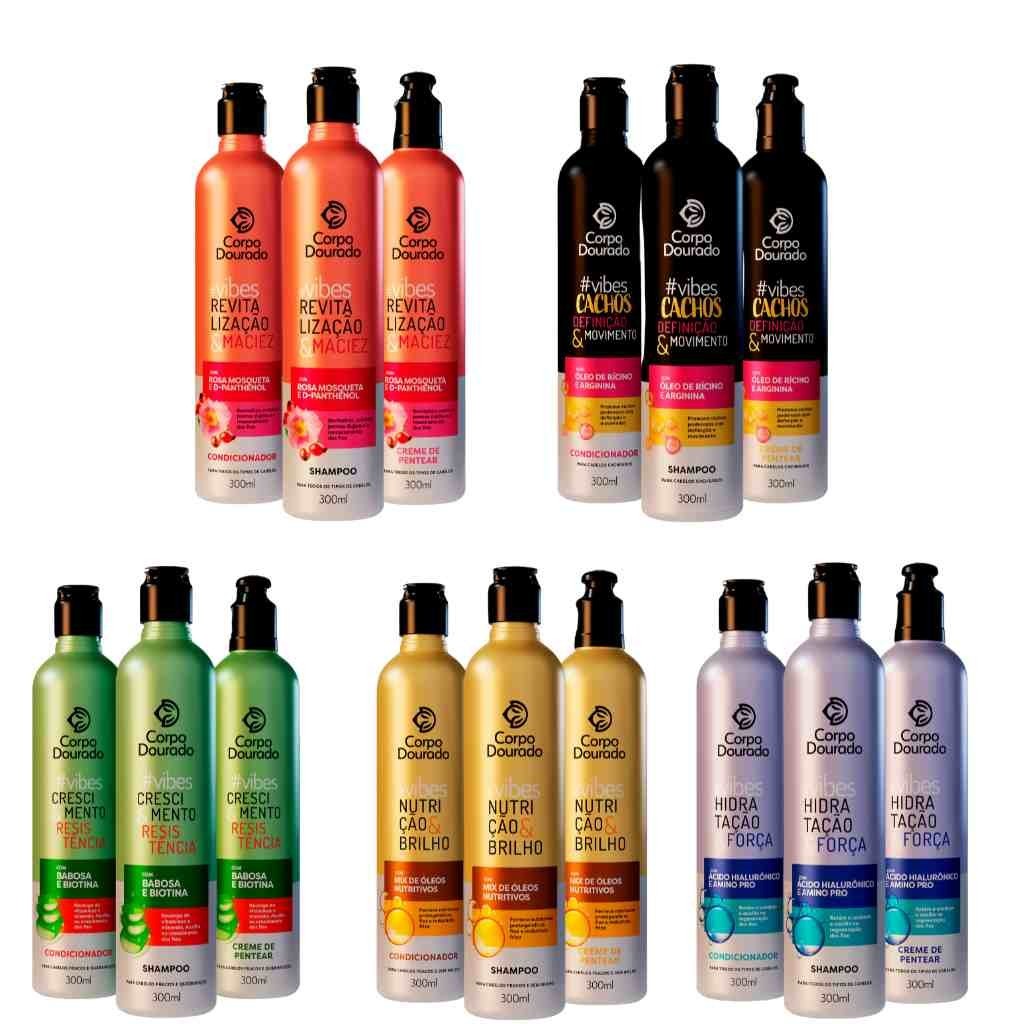 Shampoo, Condicionador e Creme de Pentear Vibes Corpo Dourado | Shopee ...