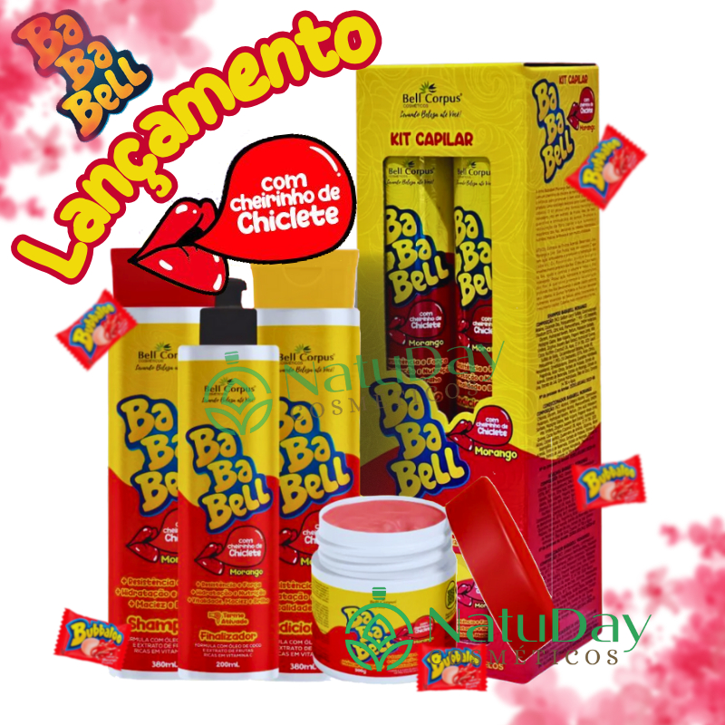 3 Kits Capilar BabaBell Cheiro de Babaloo MORANGO Com 12 Itens ...