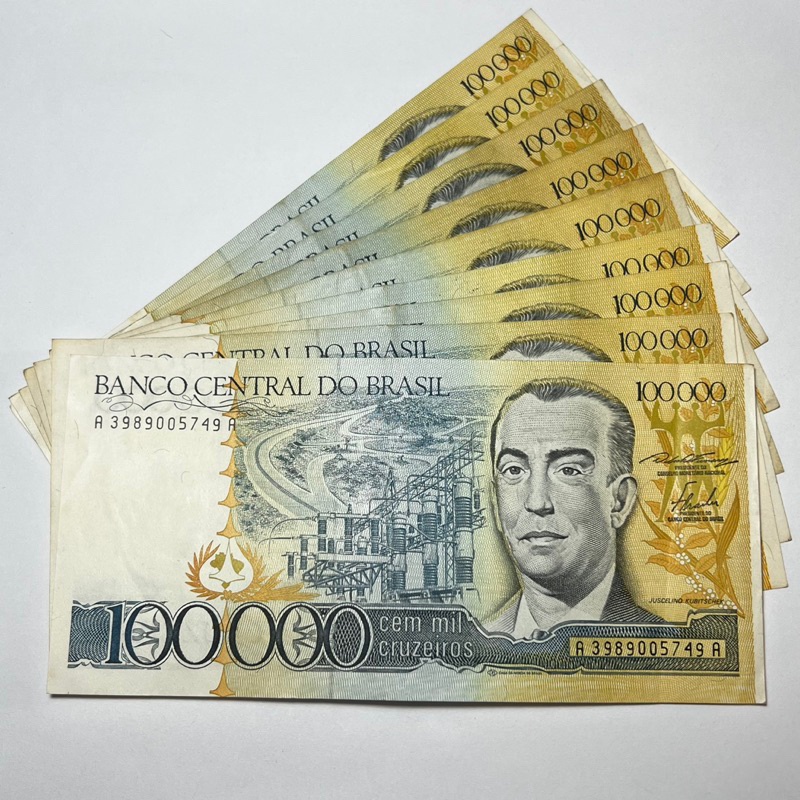 C176 Cedula do Brasil 100000 100 Cem Mil Cruzeiros Juscelino Kubistchek Sem Carimbo Cédula JK C ...