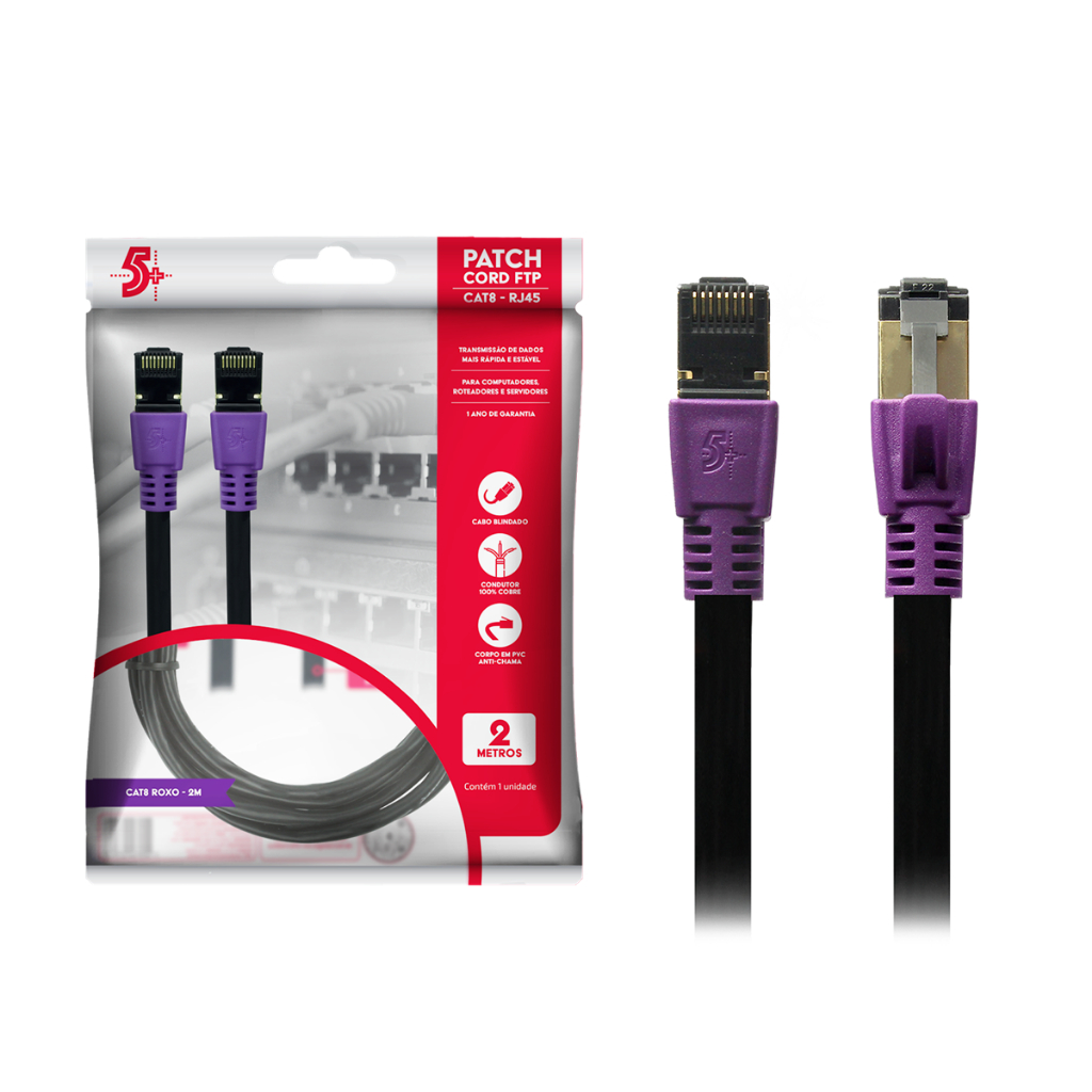 CABO PATCH INFO - PATCH CORD CAT8 FTP 2000 MHZ / 40 GBPS - 2M - ROXO 5 ...