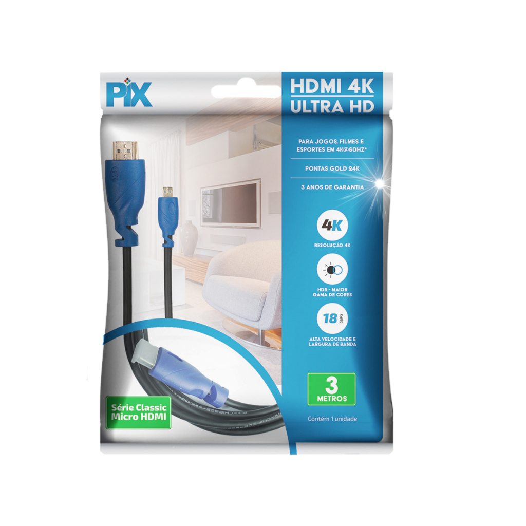 Cabo Micro HDMI X HDMI 2.0 4K ULTRAHD 19 Pinos 9 | Shopee Brasil
