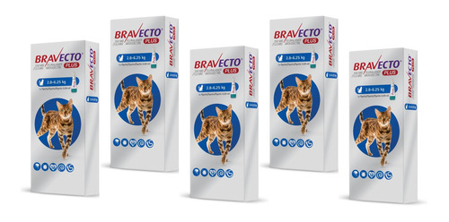 Kit 5 Antipulgas e Carrapatos MSD Bravecto Plus para Gatos de 2,8 a 6,25 Kg - 0,89 mL | Shopee ...