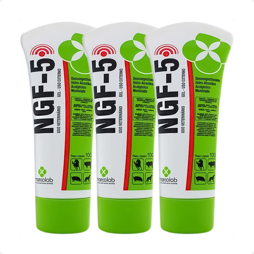 Kit 3 NGF-5 Pomada Veterinária Marcolab para Equinos e Bovinos - 100 g ...