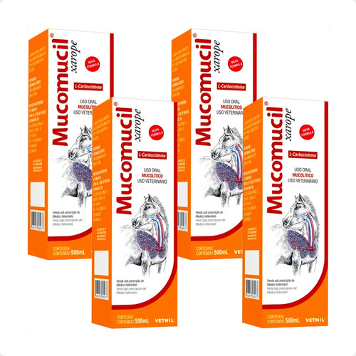 Kit 4 Mucomucil Xarope Vetnil para Equinos - 500ml | Shopee Brasil