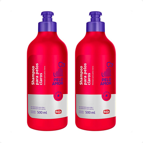 Kit 2 Shampoo Ibasa Pelo Amor pelos Claros para Cães e Gatos - 500ml ...