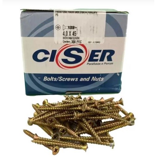 Parafuso 4,0x45 Chipboard Chata Phillips para Madeira - CISER CAIXA COM ...
