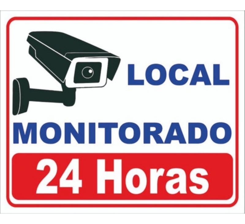 Placa Local 24h Monitorado Por Câmeras 20x25cm | Shopee Brasil