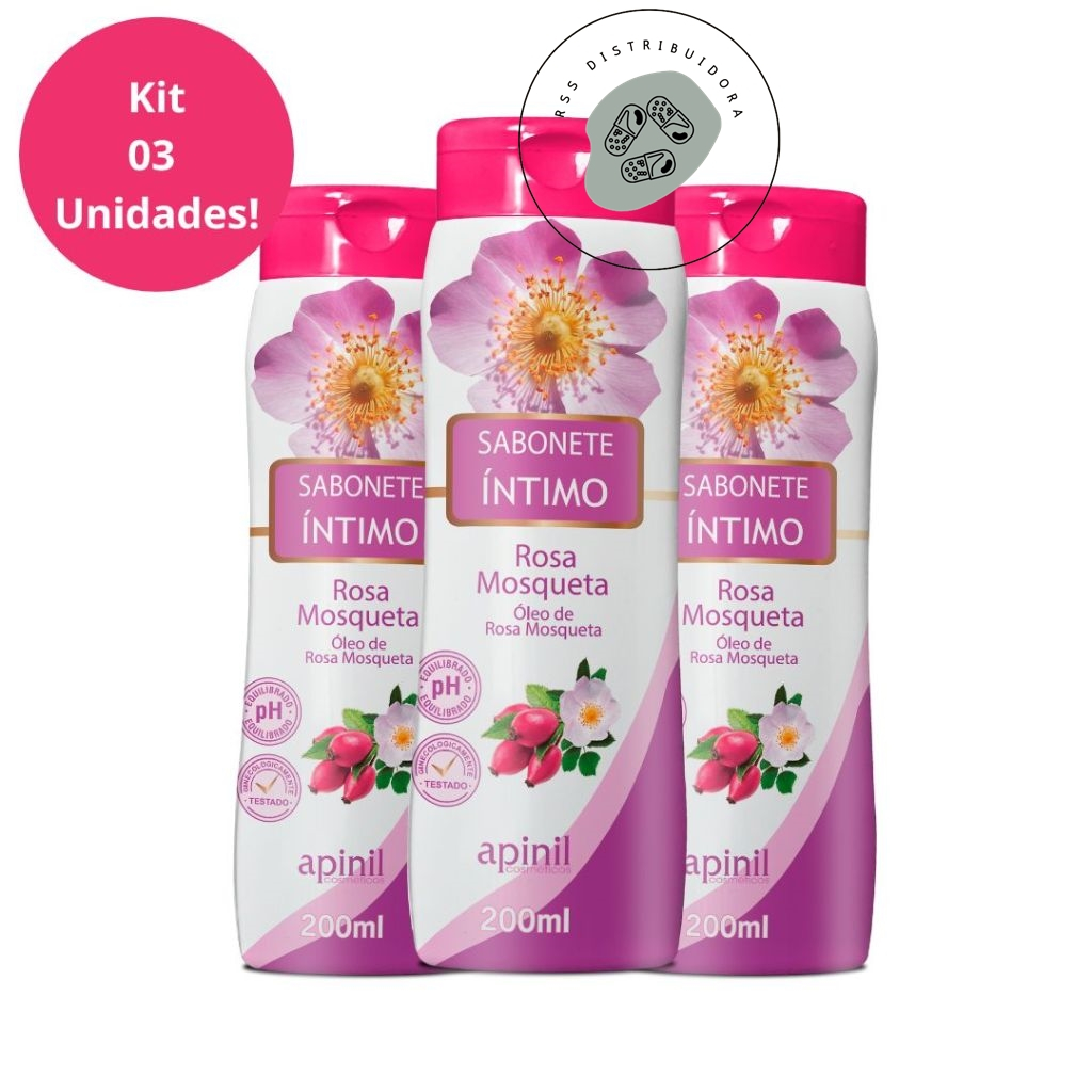 3UN Unidades Sabonete Íntimo ROSA MOSQUETA 200ml Apinil | Shopee Brasil