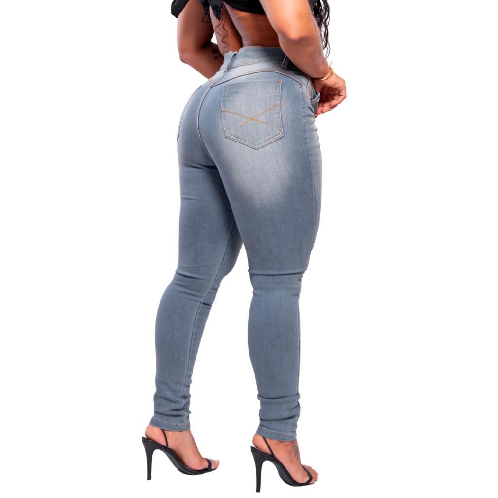 Calça Feminina Jeans Detonada Cinza, Fredesjeans | Shopee Brasil