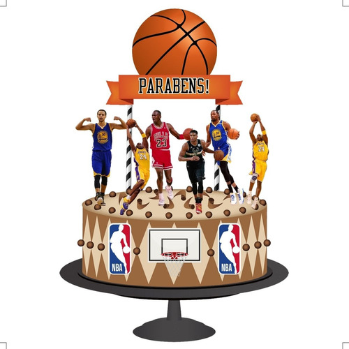 Topo De Bolo Topper De Aniversário Nba Basquete | Shopee Brasil