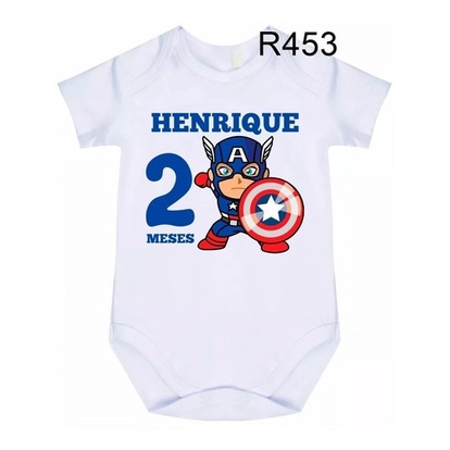 Roupa De Bebê Body Personalizado Capitão América R453 | Shopee Brasil