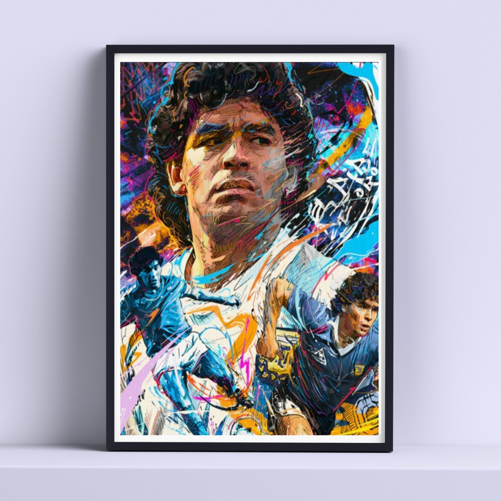 Quadro Decorativo 32x24 Cm Maradona Collage Colores Deco Con Com ...