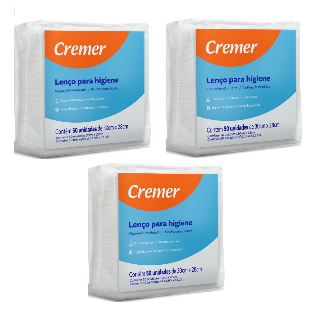 Lenço Para Higiêne Wipes 3 Pacotes - Cremer | Shopee Brasil