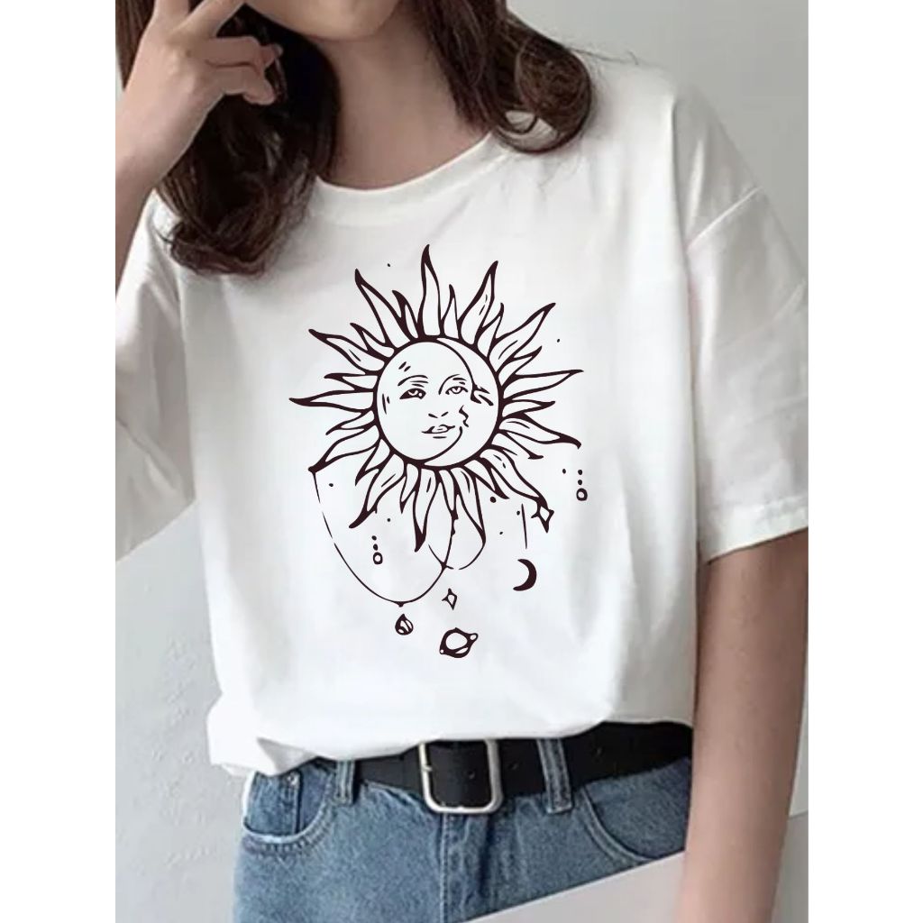 Camiseta Figura Sol E Lua Masculino Feminina Poliéster Casual Camisa Dry Fit | Shopee Brasil