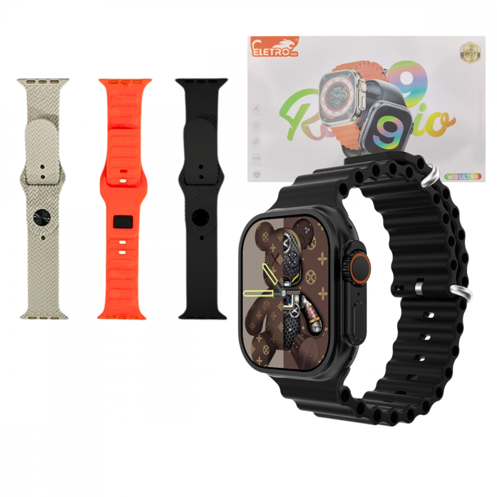 Relógio Inteligente Smartwatch 49mm com 04 Pulseiras Eletromex W9 ULTRA ...