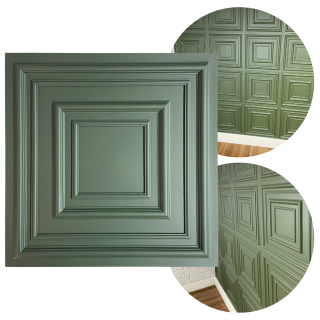 KIT 20 Boiserie 3D PVC Luxe Verde 50x50 Revestimento Parede Painel ...
