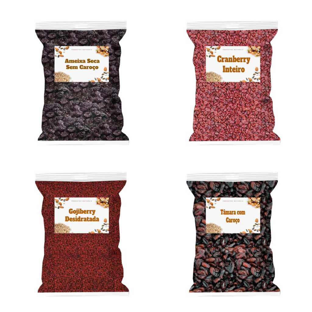 Mix de Snacks de Frutas Desidratadas (Tâmara + Goji Berry+ Ameixa ...