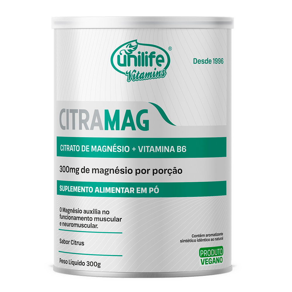 Citrato Magnésio c/Vitamina B6 Unilife 300g Sabor Citrus | Shopee Brasil