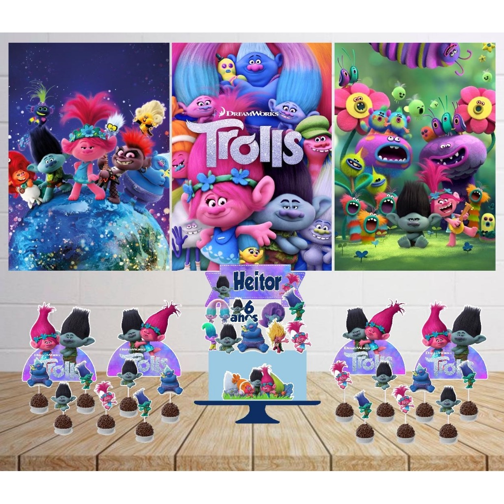 Kit só um Bolinho Trolls Personalizado c/ nome e idade. Kit festa em ...