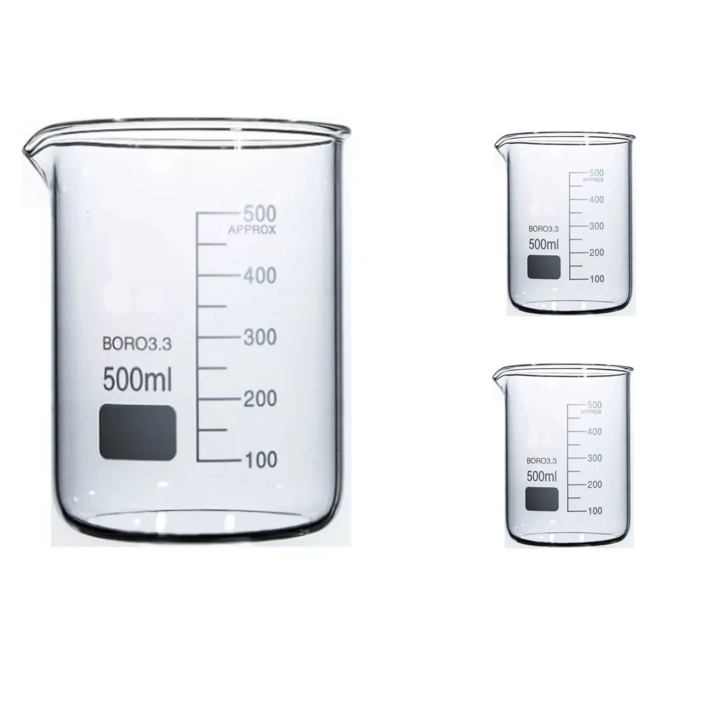 Kit 3 Becker Bequer Graduado de Vidro 500ml | Shopee Brasil