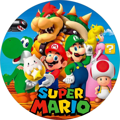Painel Redondo Mini Super Mario Bros Sublimado 50x50 #2 | Shopee Brasil