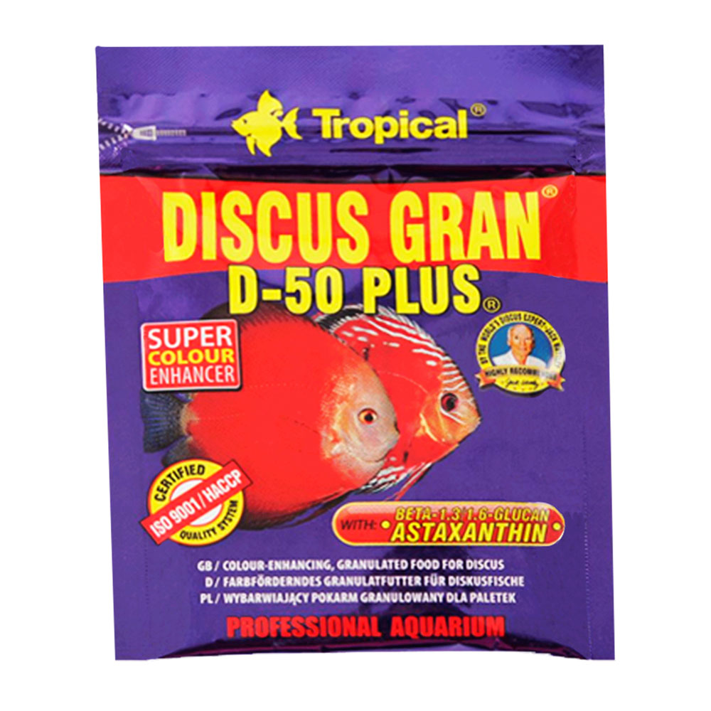 Ração Tropical Discus Gran D-50 Plus para Peixes 20g Sachê | Shopee Brasil