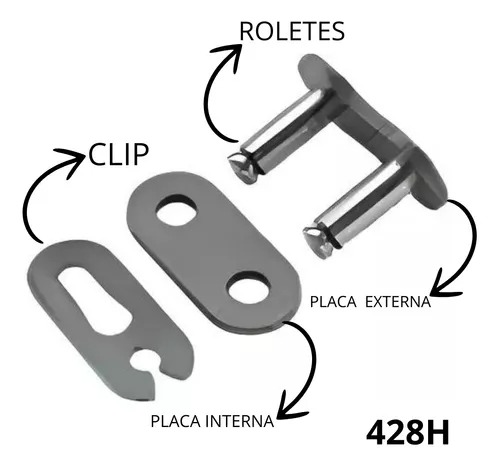 Emenda Corrente Sem Retentor 428h Trava De Clip | Shopee Brasil