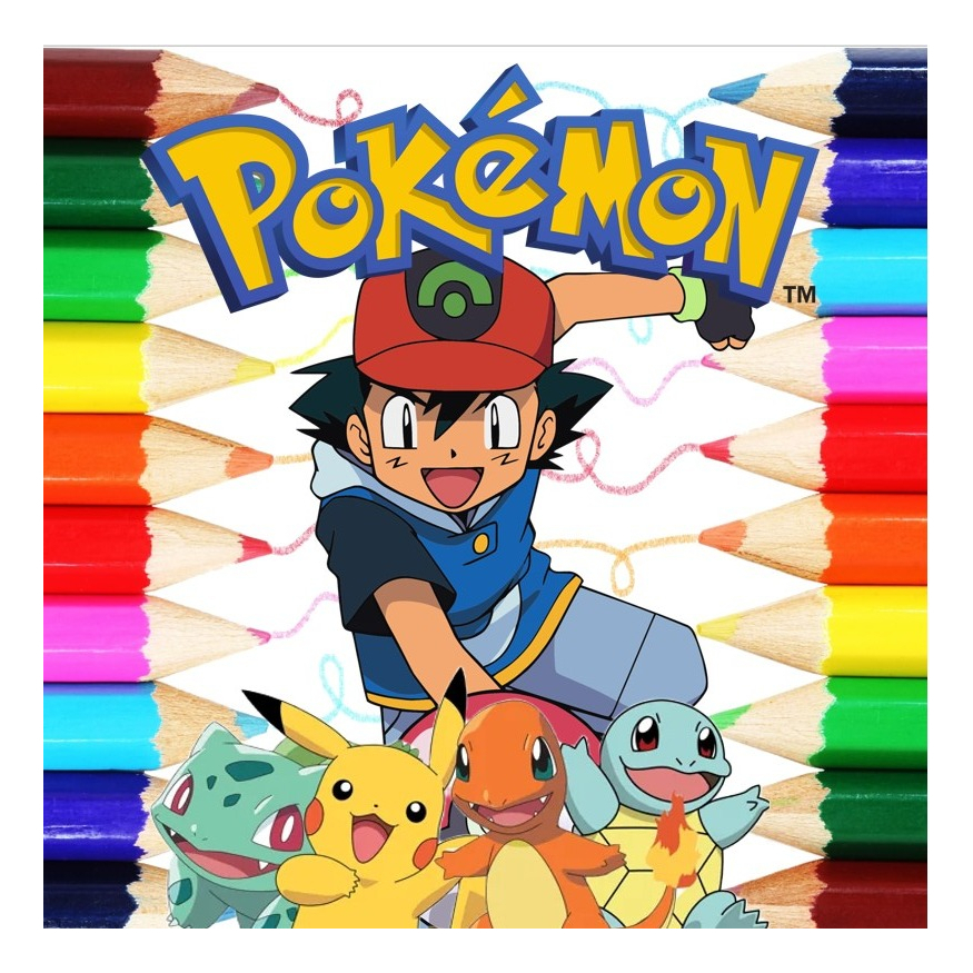 Pokemon | 110 Desenhos para Colorir | Folhas Soltas A5 | Shopee Brasil