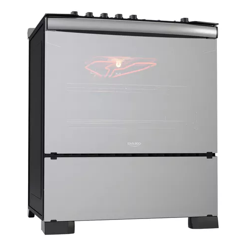 Fogão 5 Bocas Preto com Frente em Vidro Espelhado e Tripla Chama Dako Diplomata Glass Grill ...