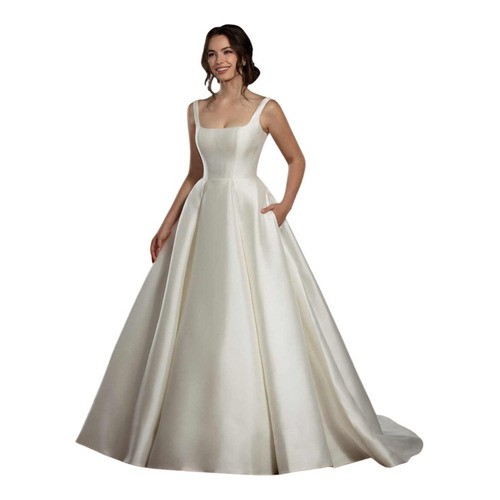 Vestido De Noiva De Cetim Bucol Modelo Priscilla Mais Anágua | Shopee ...