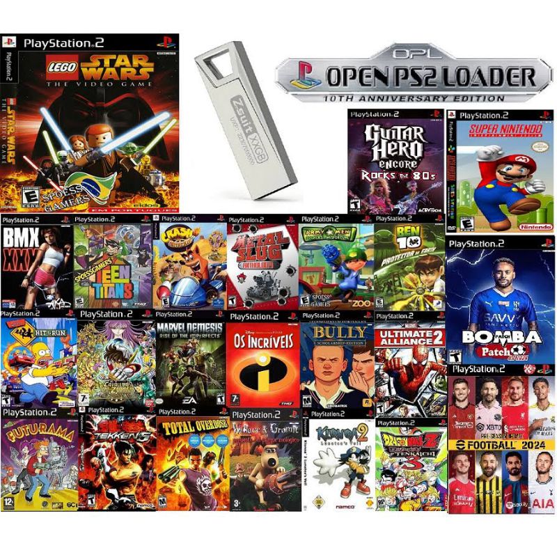 Kit Pendrive com jogos + Memory Card com opl instalado Playstation 2 pen-drive | Shopee Brasil