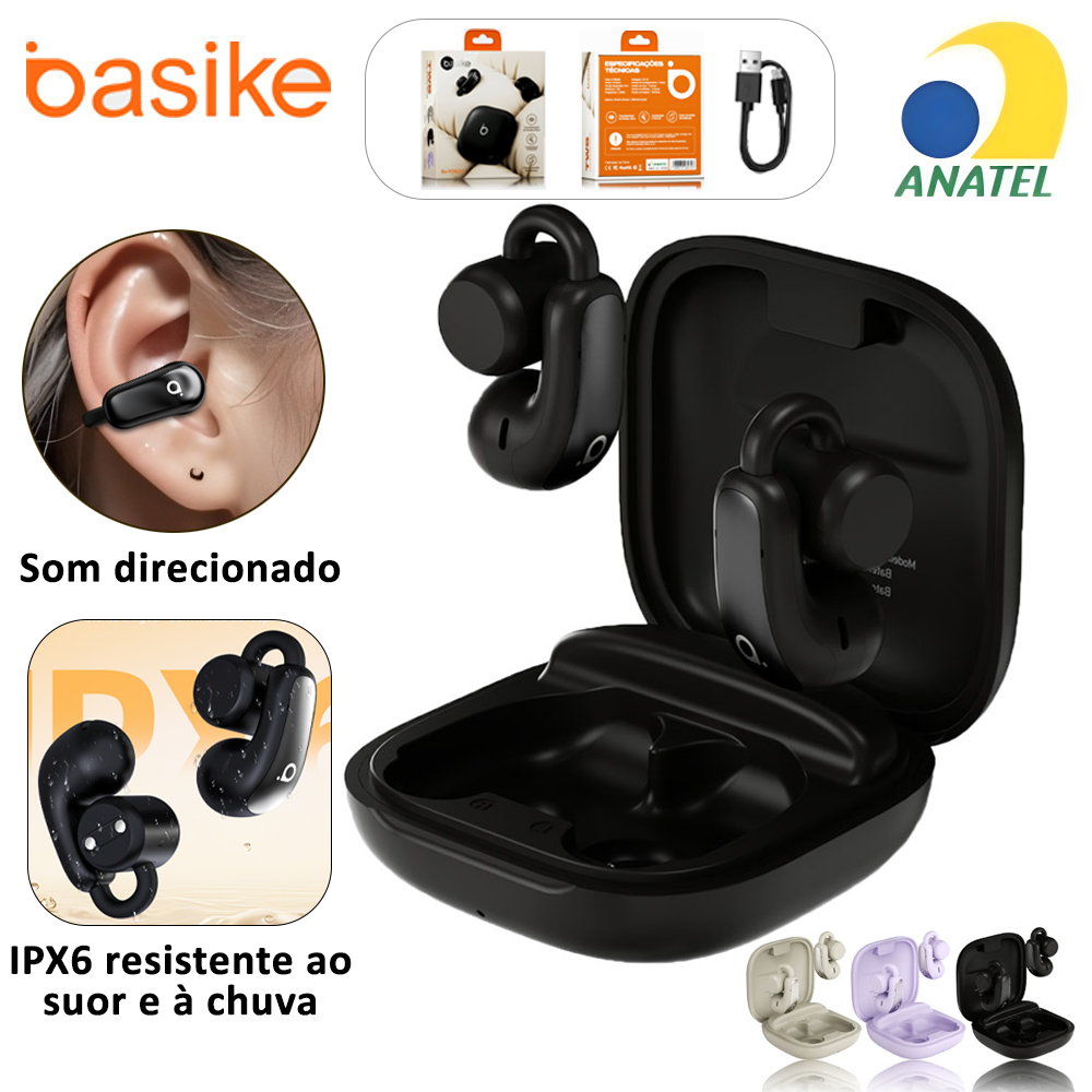 Basike Fone De Ouvido Bluetooth IPX6 Duracaode 8-10H Som Direcionado ...