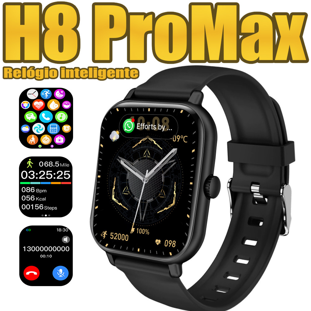 2025 Relógio Inteligente H8 PROMAX Novo Original Grande Digital Relógio ...