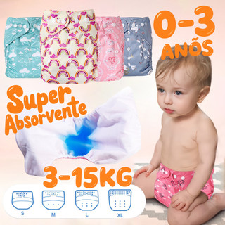 Fralda Ecológica Reutilizável Ajustável Bebê Impermeavél Lavável Com ...