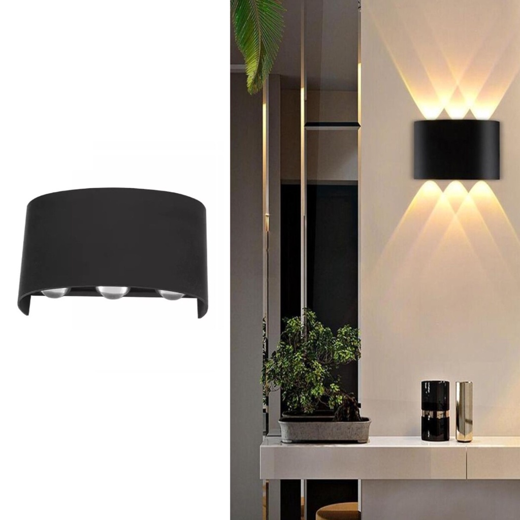 Arandela Meia Lua Frisada Parede Externa Interna Led 6w Facho Triplo ...