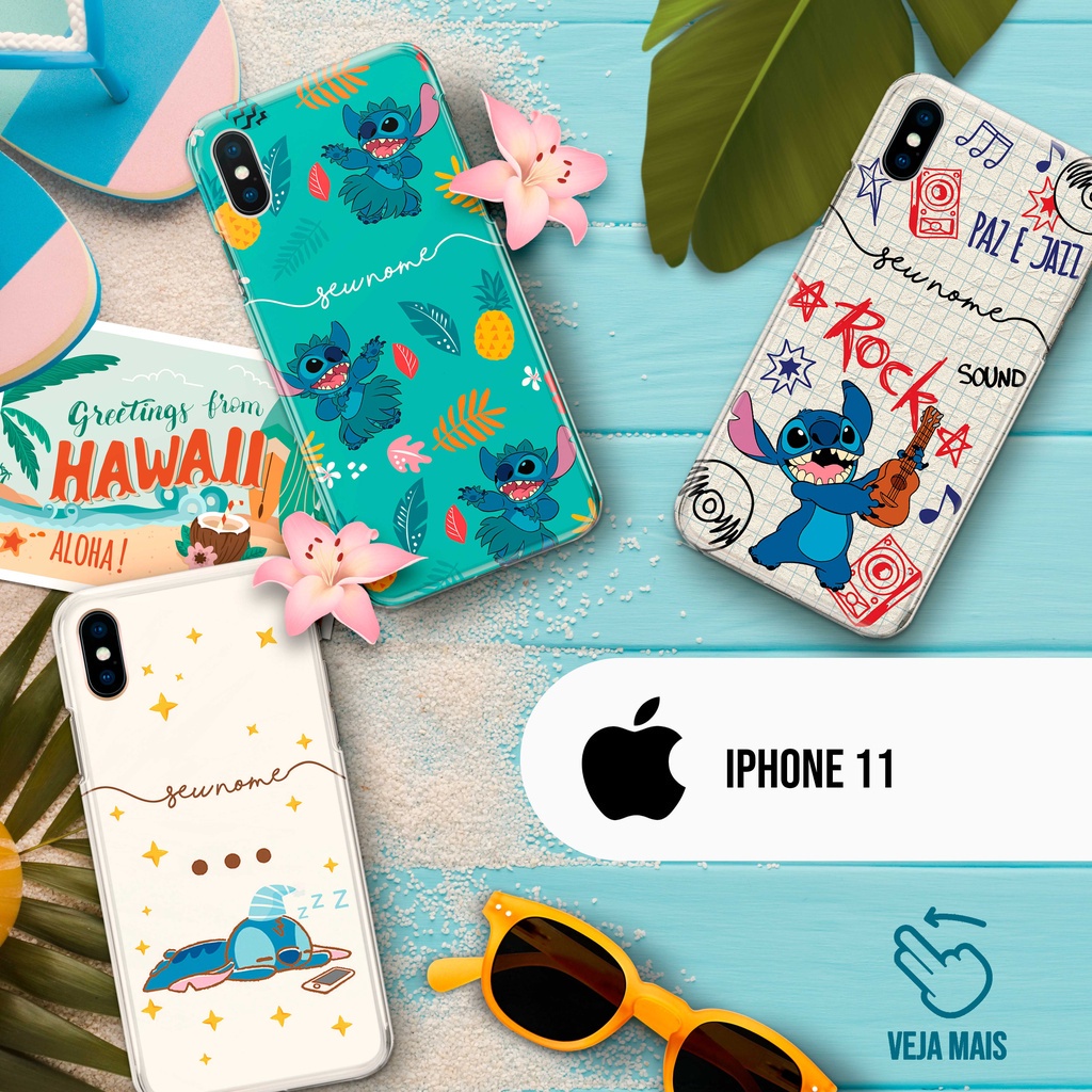 Capa Capinha - iPhone 11 - Stitch Hawaii Personalizadas | Shopee Brasil