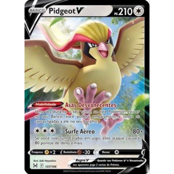 Carta Pokémon Pidgeot V Português Card Original Copag Origem Perdida ...
