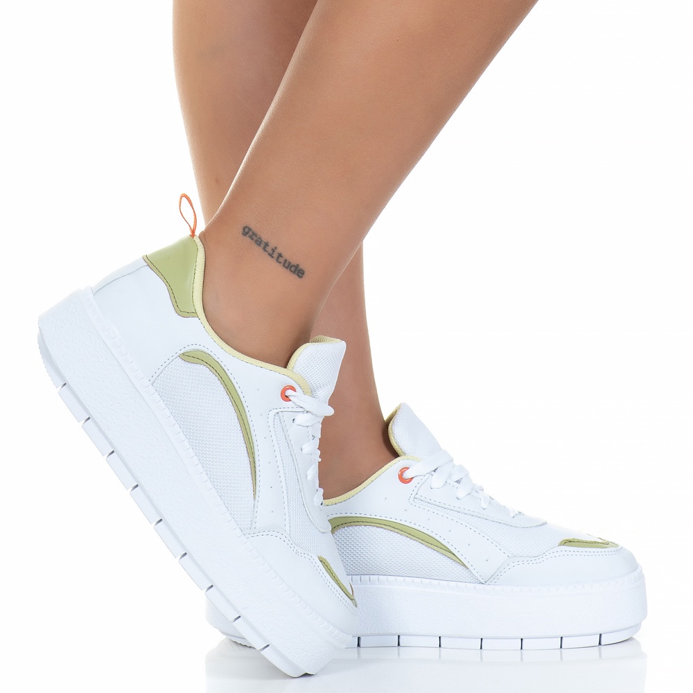 Tenis Feminino Mood Blogueira Salto Plataforma Mulher Verde | Shopee Brasil