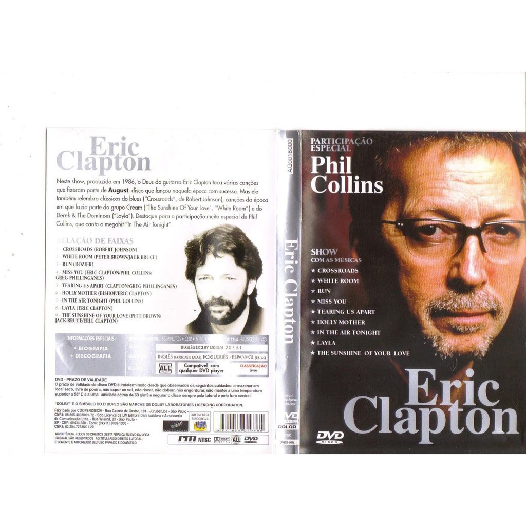 Dvd Eric Clapton, Part. Phil Collins, 1986 Original | Shopee Brasil